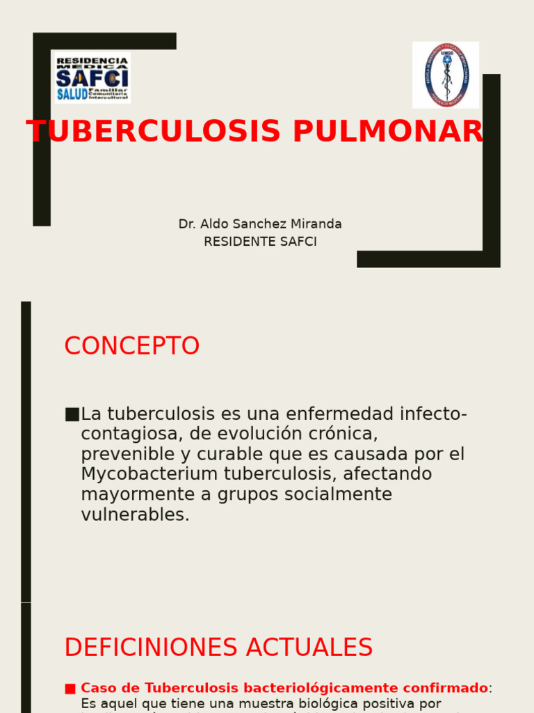 PRESENTACION Tuberculosis Pulmonar | PDF | Tuberculosis | Cuidado de la ...