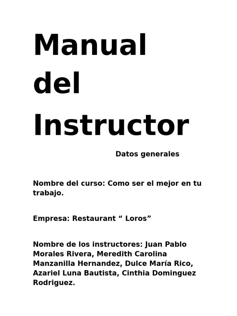 Manual Del Instructor | PDF