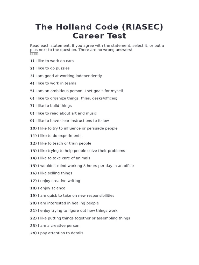 The Holland Code | PDF