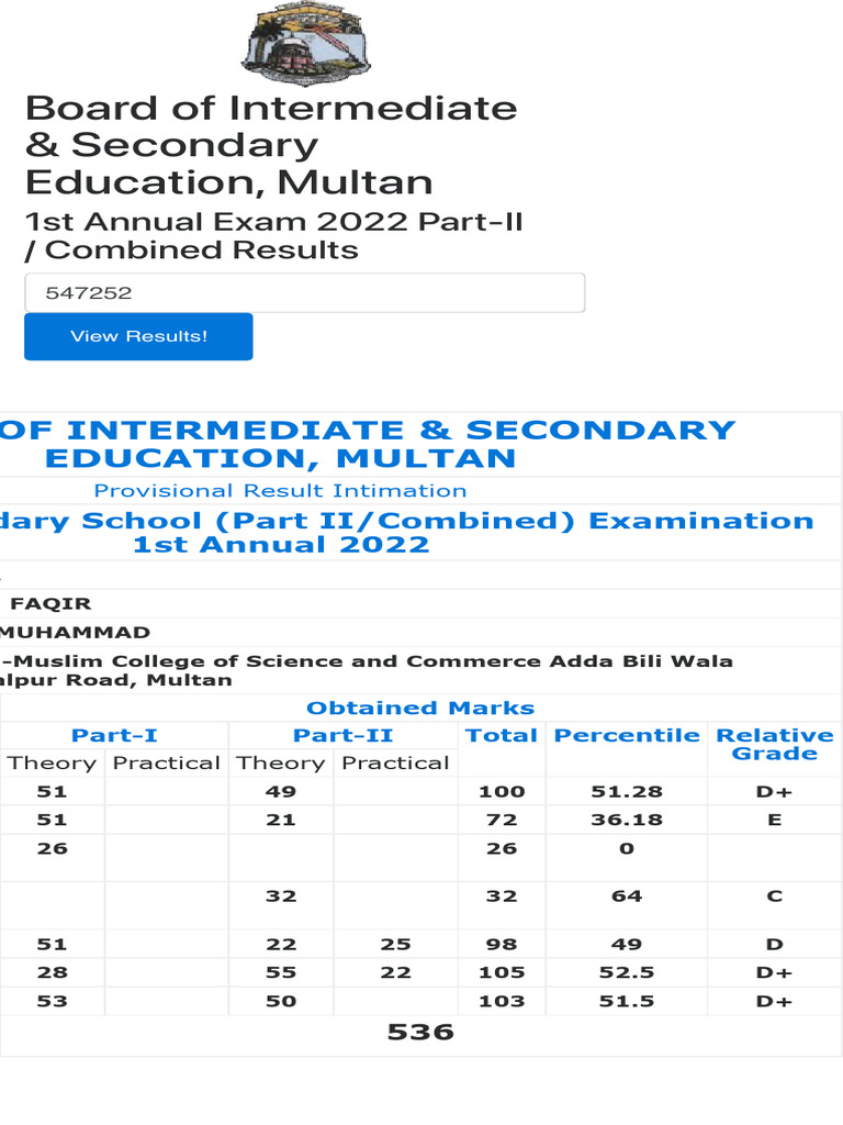 BISE Multan | PDF