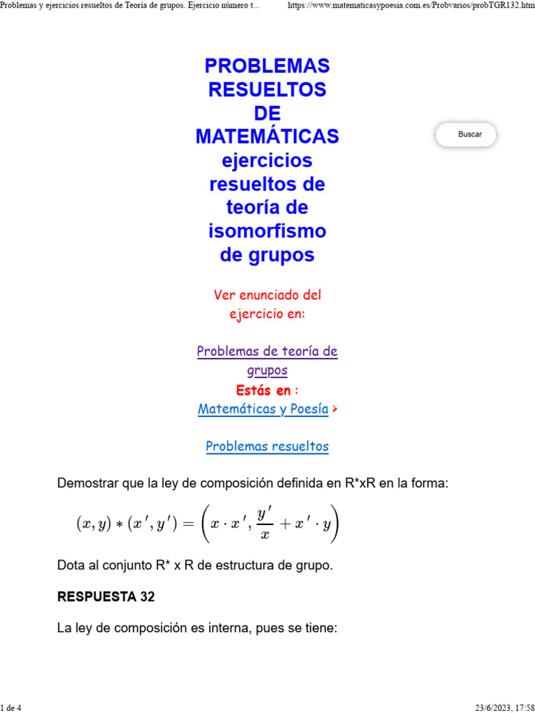 Isomorfismo de Grupos Resuelto | PDF | Teoría de grupo | Grupo (Matemáticas)