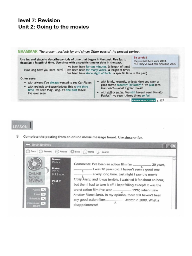 Level7: Revision Unit 2 | PDF