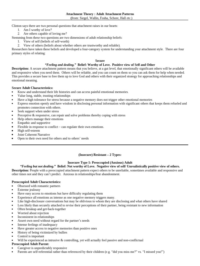 Attachment Theory Handout | PDF | Attachment Theory | Psychology