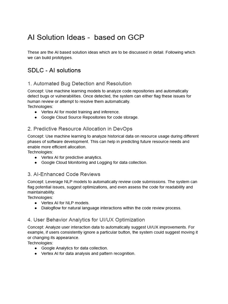 Ai Solution Ideas Pdf Artificial Intelligence Intelligence Ai