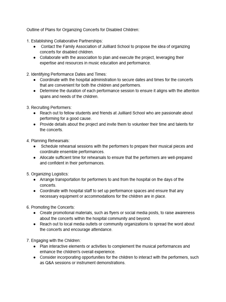 Outline of Plans For Organizing Concerts | PDF