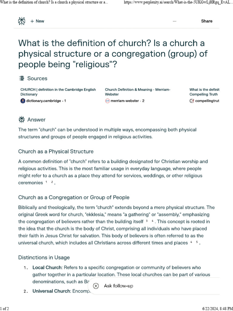 What is the definition of church_ Is a church a physical structure or a ...