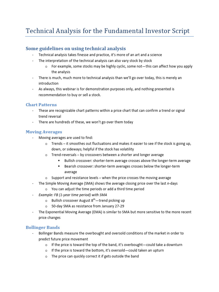 Technical Analysis Script | PDF | Valuation (Finance) | Technical Analysis