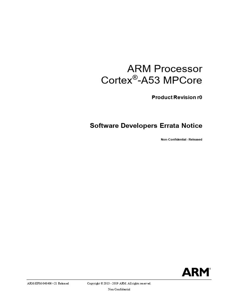 Cortex-A53_MPCore_Software_Developers_Errata_Notice_21 | PDF | Cpu ...