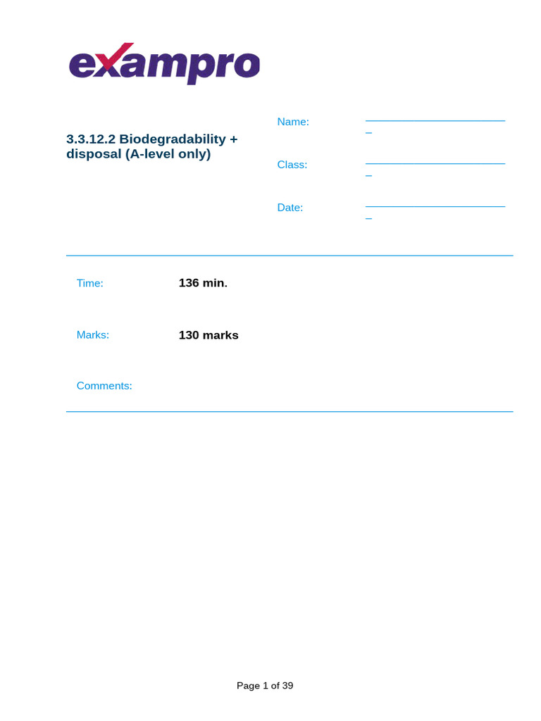 3.3.12.2 Biodegradability + Disposal (A-Level Only) | PDF | Lactic Acid ...
