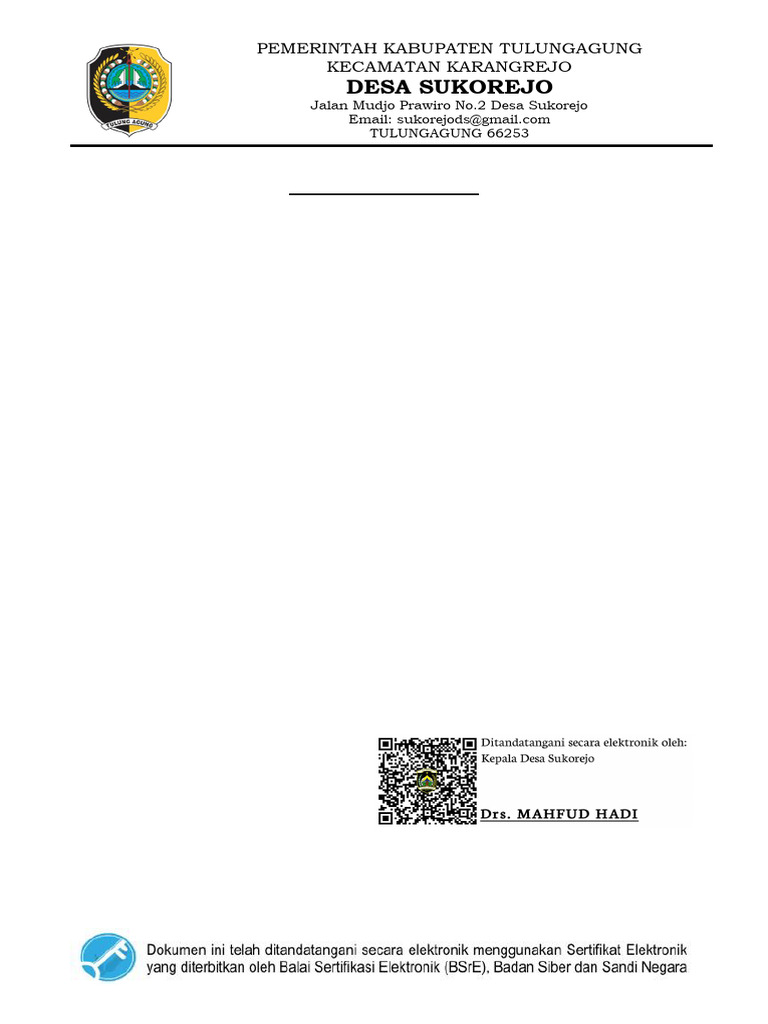 SURAT KETERANGAN DOMISILI Lembaga SD Negeri SUkorejo - Signed | PDF