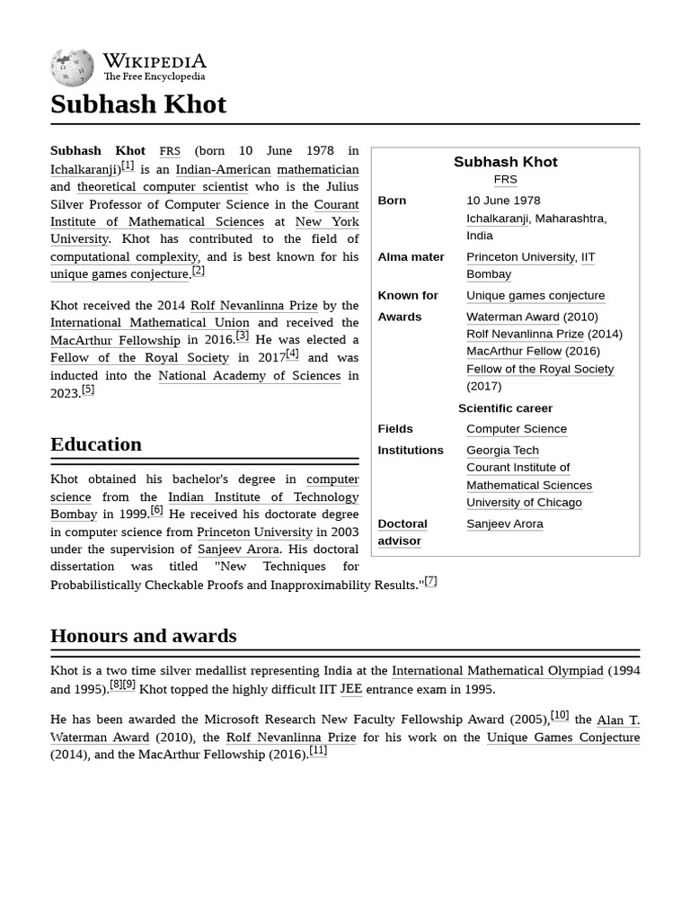 Subhash_Khot | PDF | Science