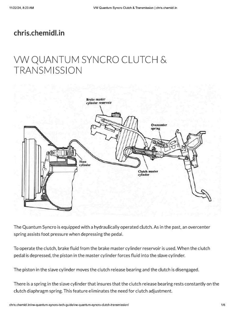 VW Quantum Syncro Clutch & Transmission | PDF