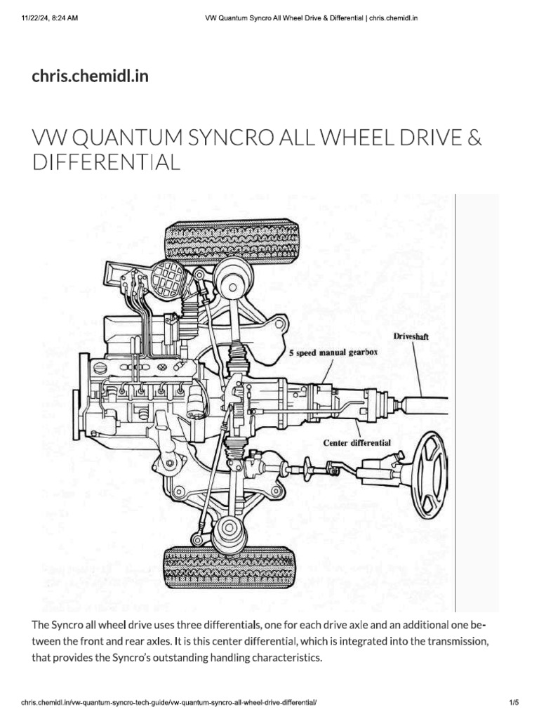 VW Quantum Syncro All Wheel Drive & Differential | PDF