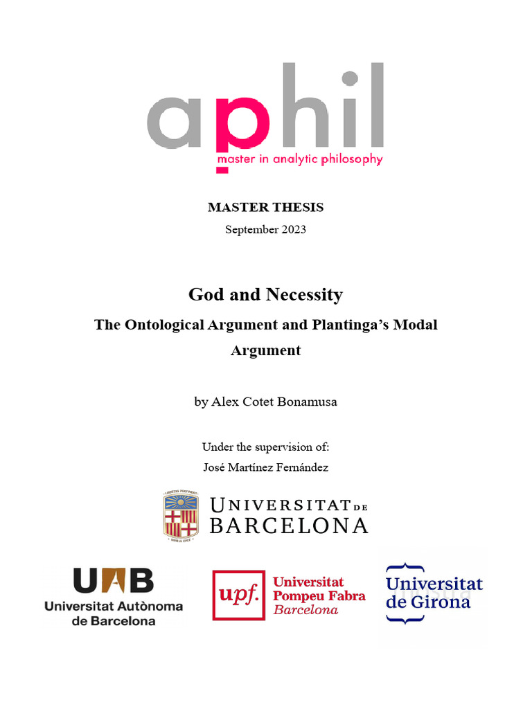 TFM - God and Necessity The Ontological Argument and Plantinga's Modal ...