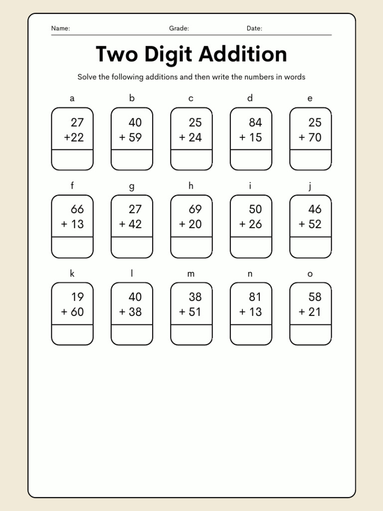 Grade 2 Two Digits Addition2 | PDF