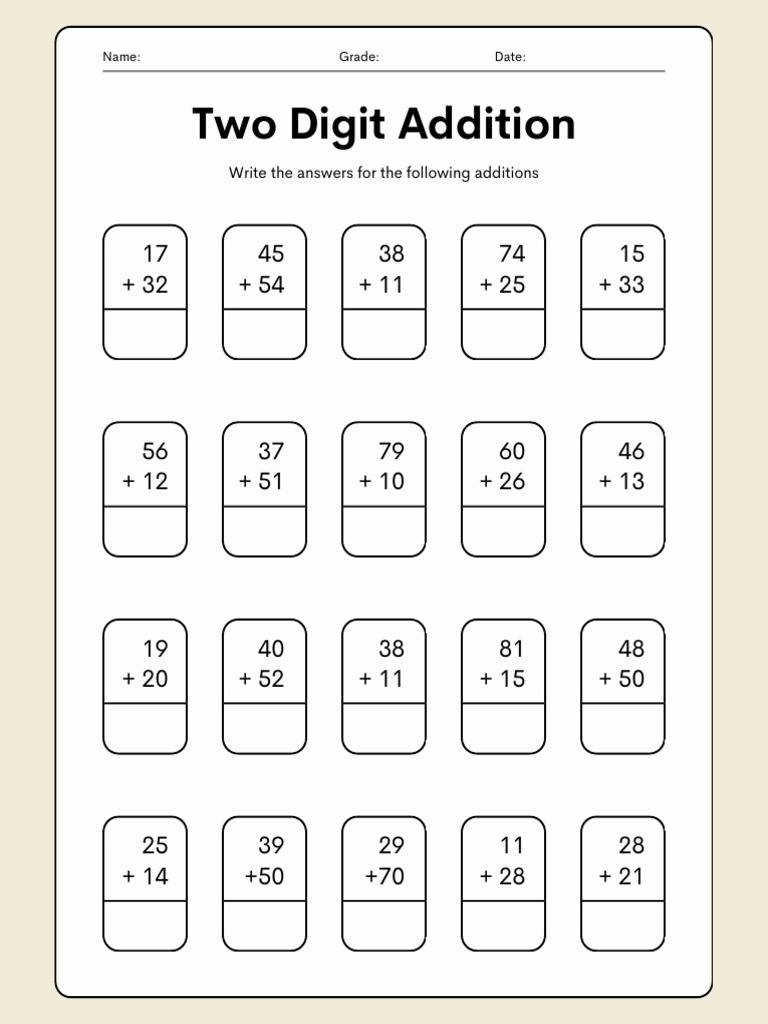 Grade 2 Two Digits Addition | PDF