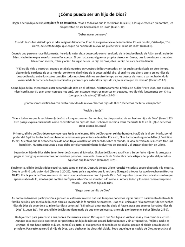 Cómo Puedo Ser Un Hijo de Dios | PDF | Pecado | Cristo (título)
