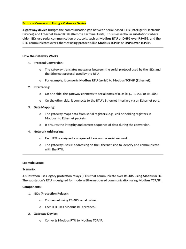 Gateway Device for Protocol Conversion | PDF | Internet Protocols ...