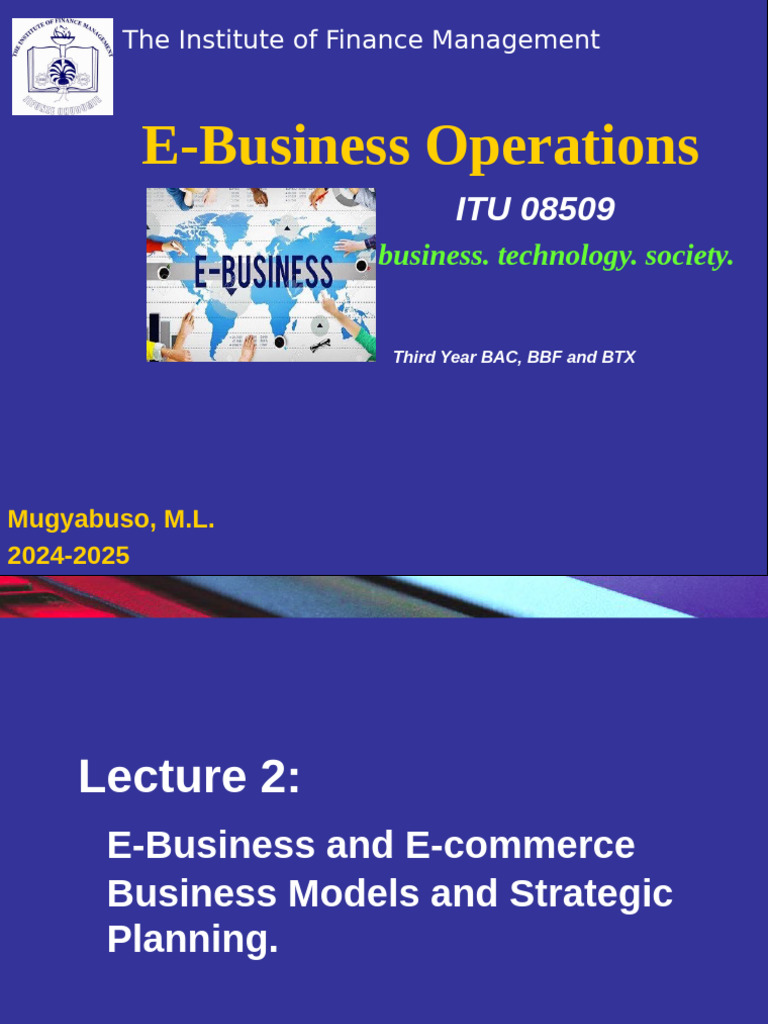 Lecture 2 - PT1 - E-Business Models 2 | PDF | Electronic Business | Business Model