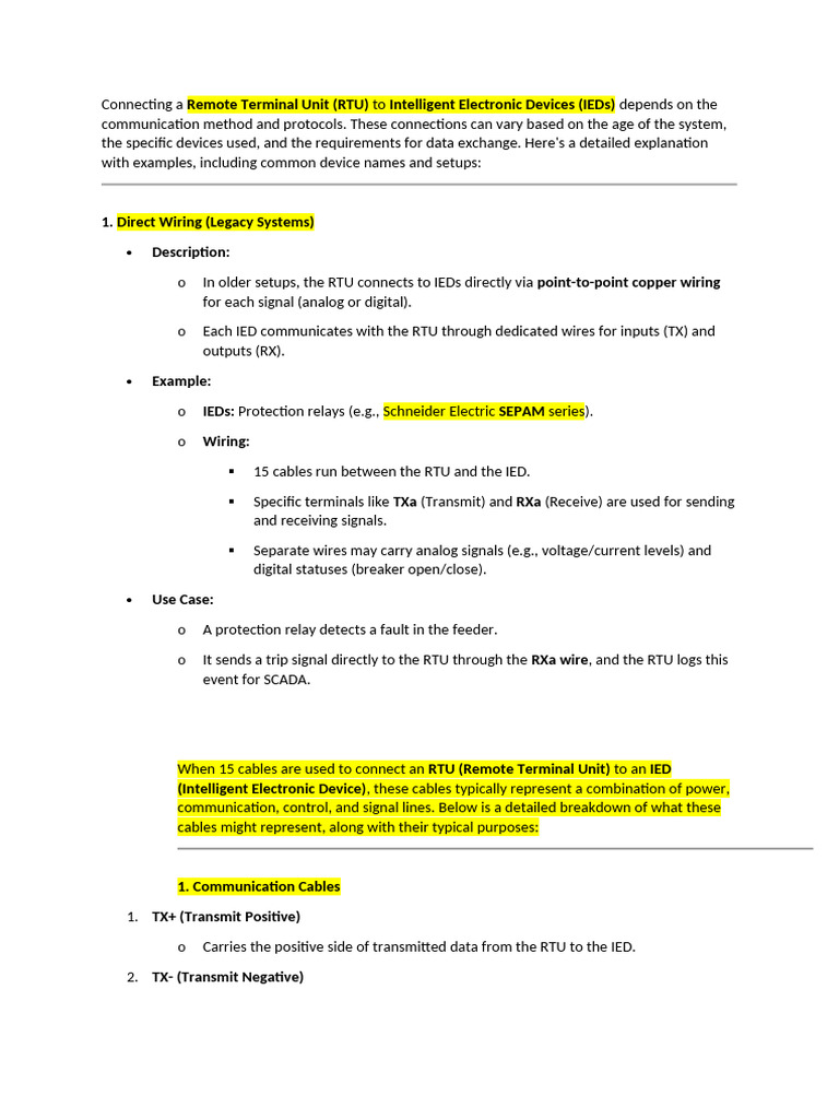 RTU to IED Connection Methods | PDF | Computer Network | Scada