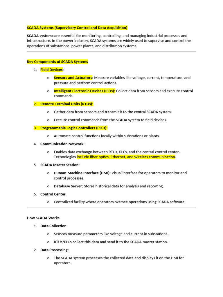 Scada Systems Pdf Scada Electrical Substation