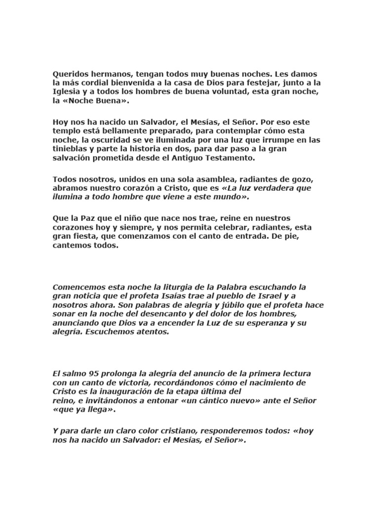 Monición Natividad Del Señor Ciclo C | PDF | eucaristía | Cristo (título)