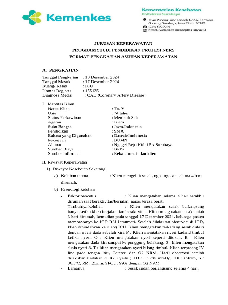 Format Pengkajian Askep Icu | PDF