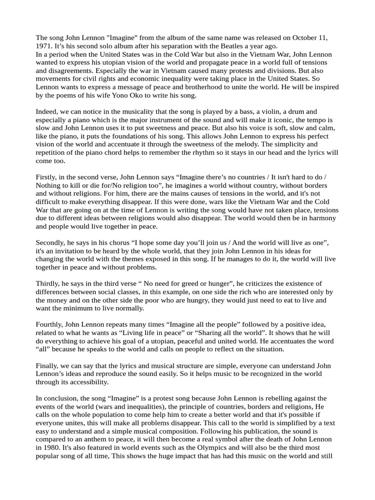 Imagine by John Lennon | PDF | John Lennon | Musical Forms