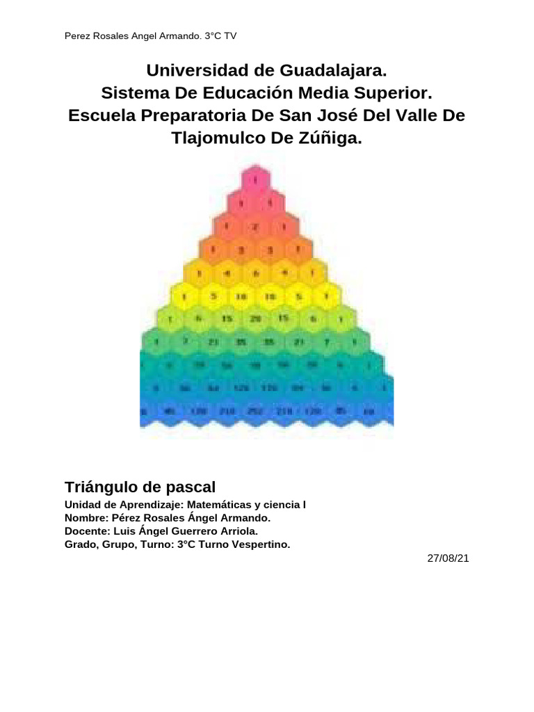 Triángulo de pascal | PDF