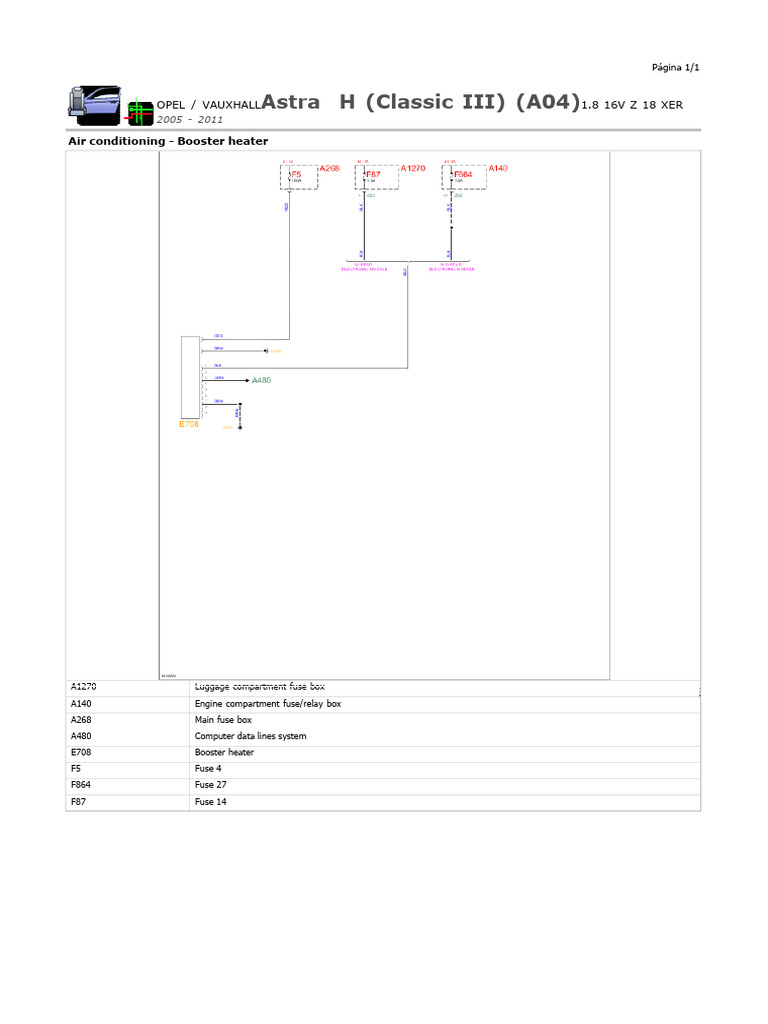 Opel-Astra H 1.8 16V 2005-11 | PDF | Electricity | Equipment