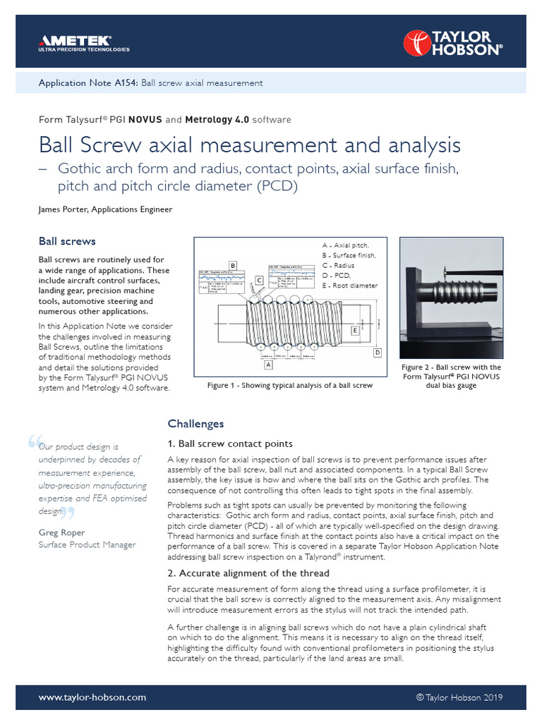A154 Ball Screw Axial Measurement en | PDF | Calibration | Rotation