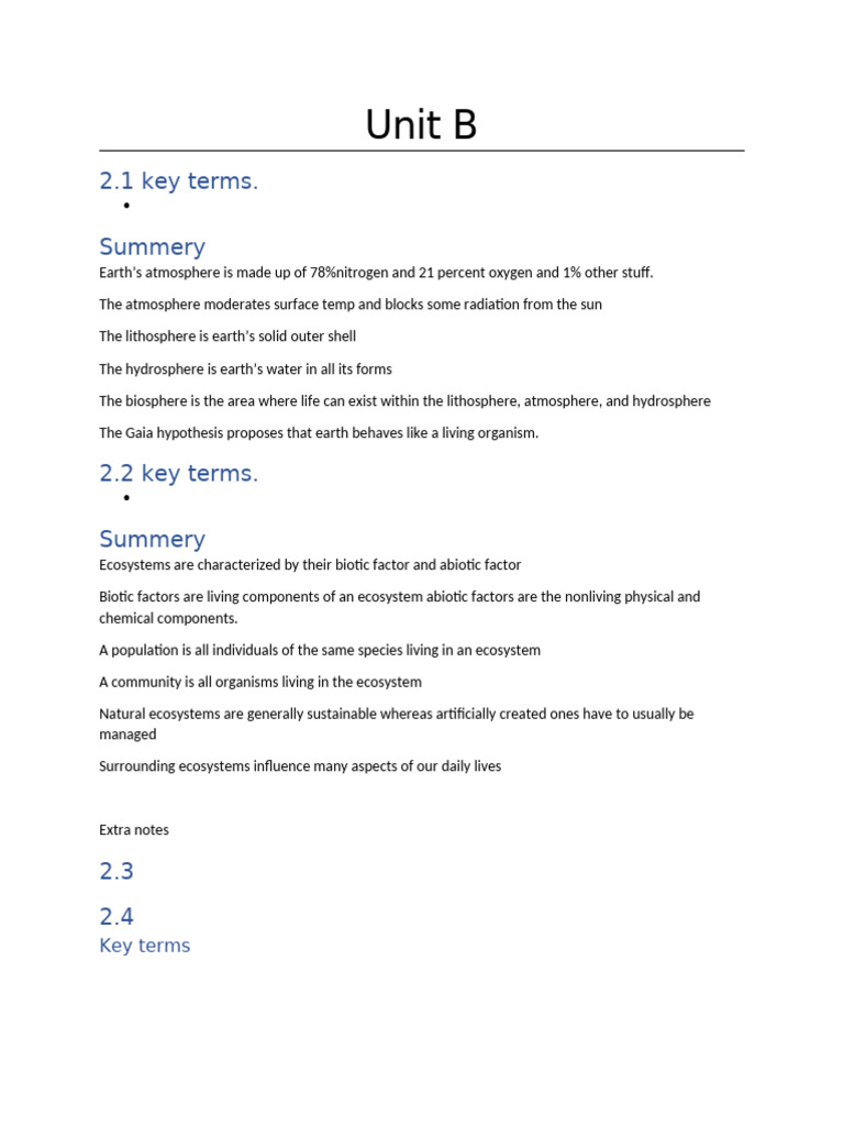 Unit B Sustainable Ecosystems | PDF | Ecosystem | Natural Environment