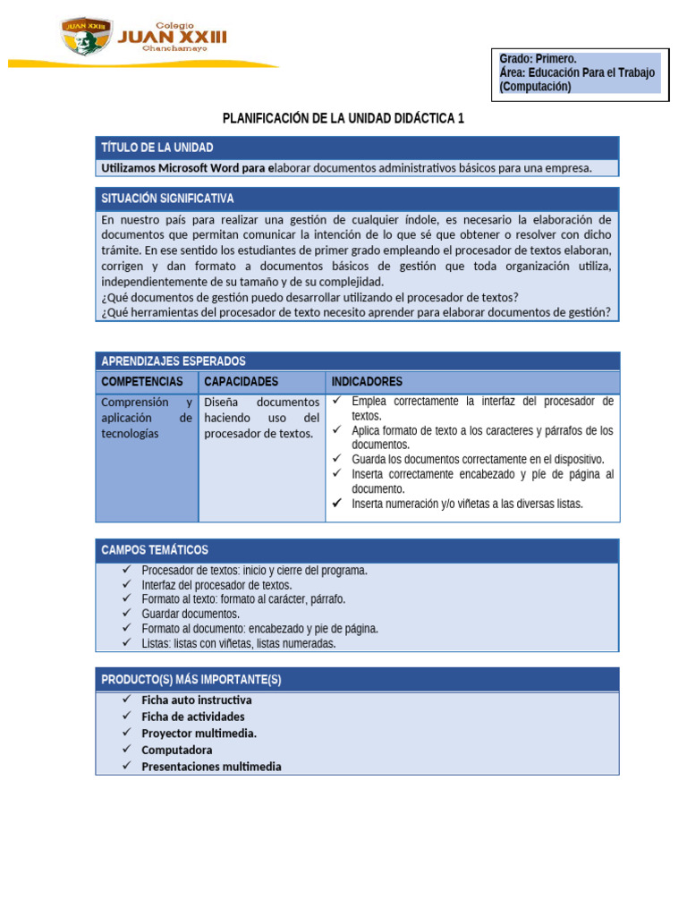 EPT1-TIC1-Unidad1 - Word | PDF | Microsoft PowerPoint | Microsoft Excel