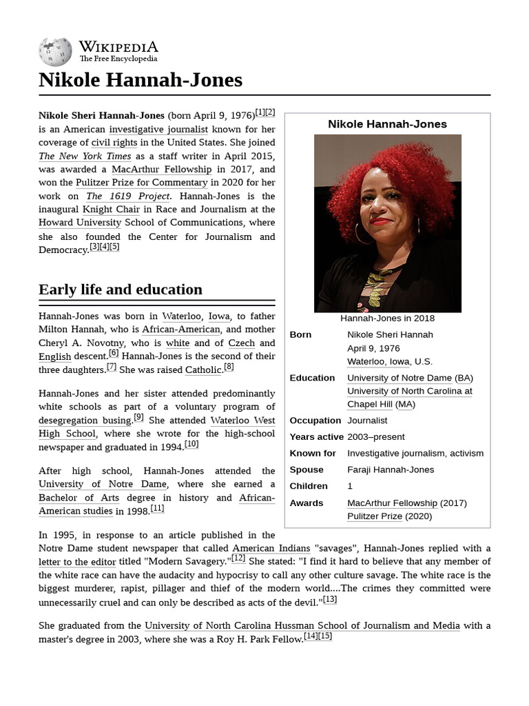 Nikole Hannah-Jones: Biography and Career | PDF