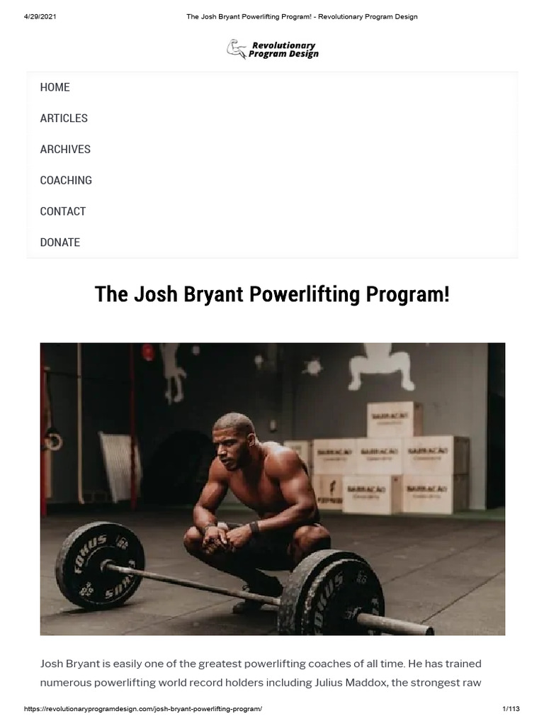 The Josh Bryant Powerlifting Program! - Revolutionary Program Design ...