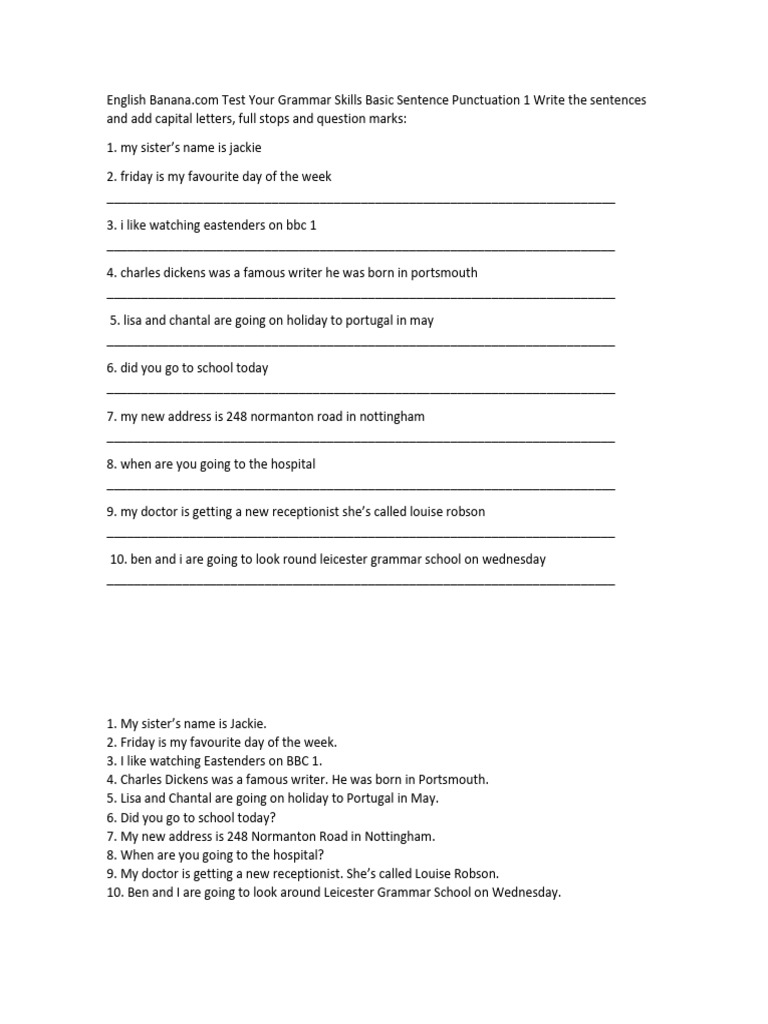 Grammar Practice: Banana Sentences | PDF | Question | Semantic Units