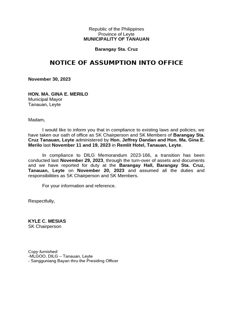 Notice Assumption Appointment Resolution | PDF | Youth | Youth ...