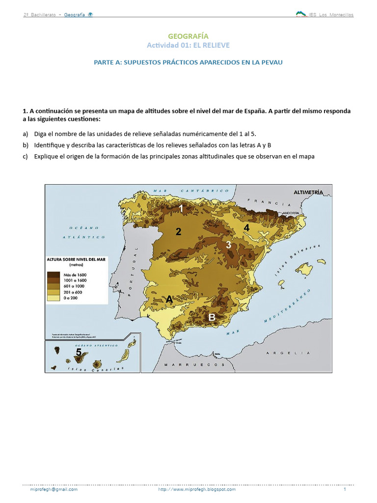 Geo 03 Prácticas y Actividades Relieve | PDF | Ciencias de la Tierra ...