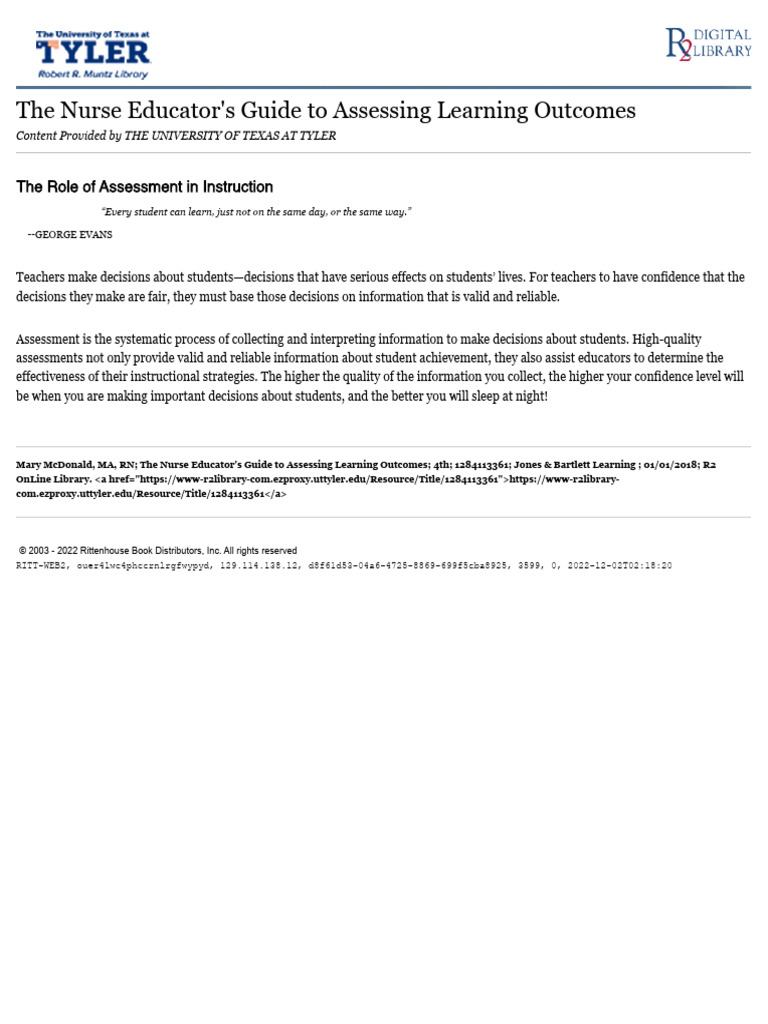 100 - The Nurse Educator's Guide To Assessing Learning Outcomes - R2 ...