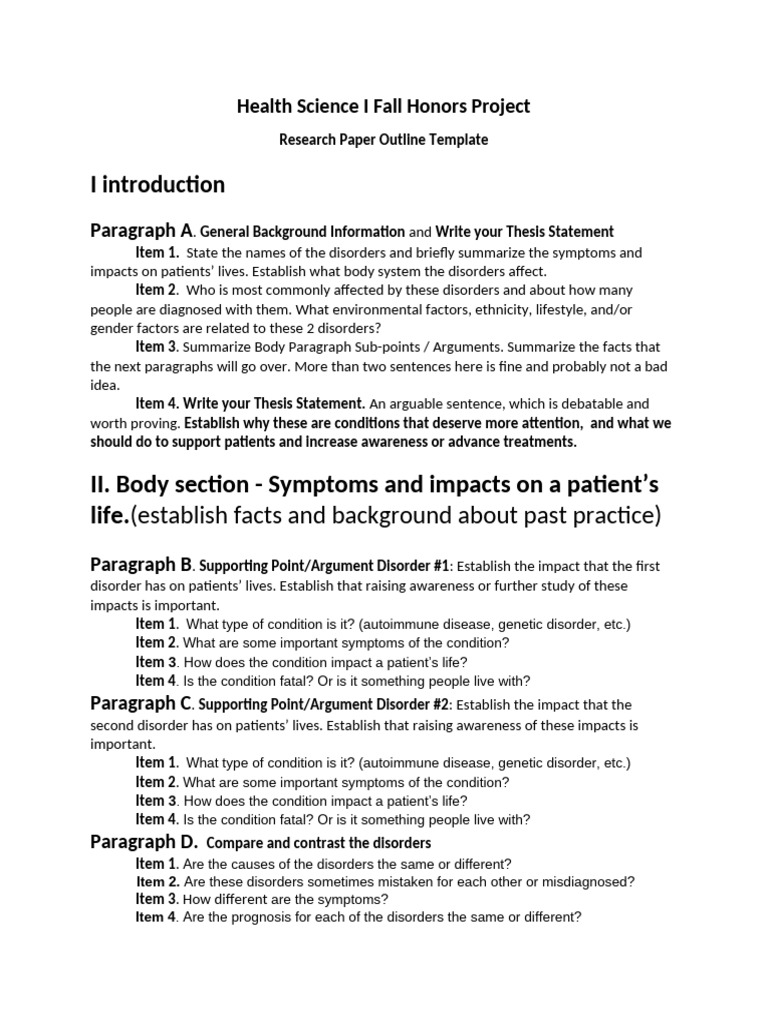Project # 2 Outline (Sentence by Sentence Guide) | PDF | Autoimmune Disease | Health Care