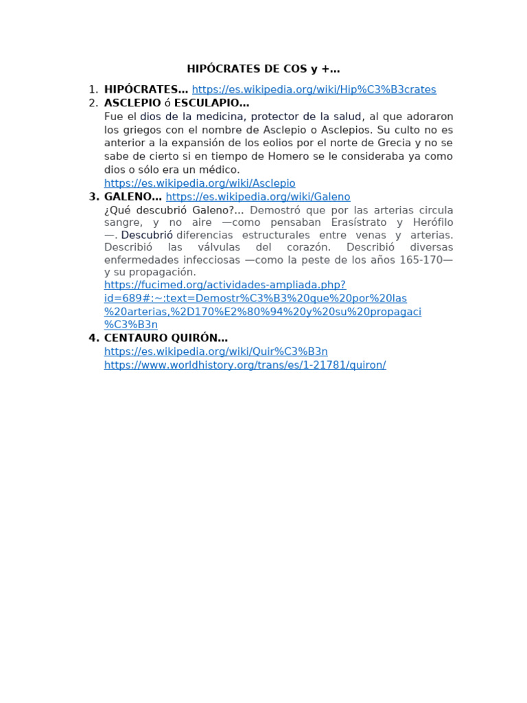 Hipócrates de Cos: Padre de la Medicina | PDF