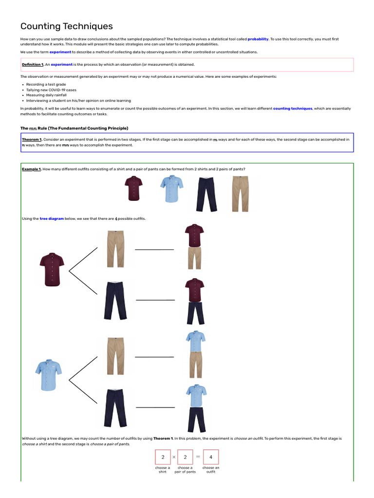 Counting Techniques | PDF | Permutation | Experiment