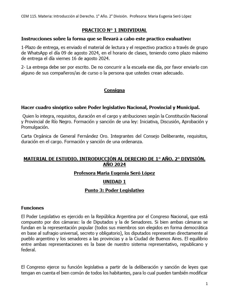 Practico 1 Con Material de Estudio | PDF | Legislador | Veto
