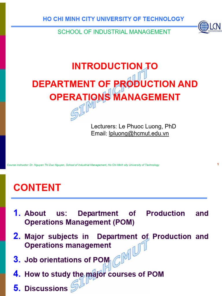 POM introduction | PDF | Supply Chain Management | Logistics