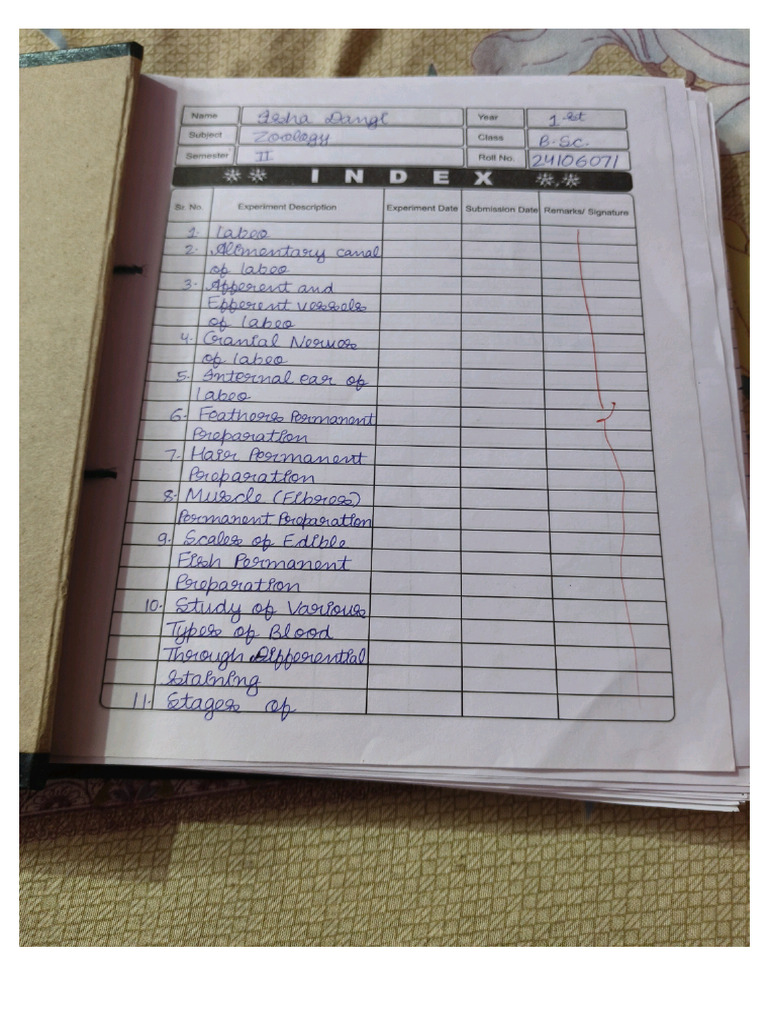Zoology Semester 2nd Practical File Part 1 | PDF