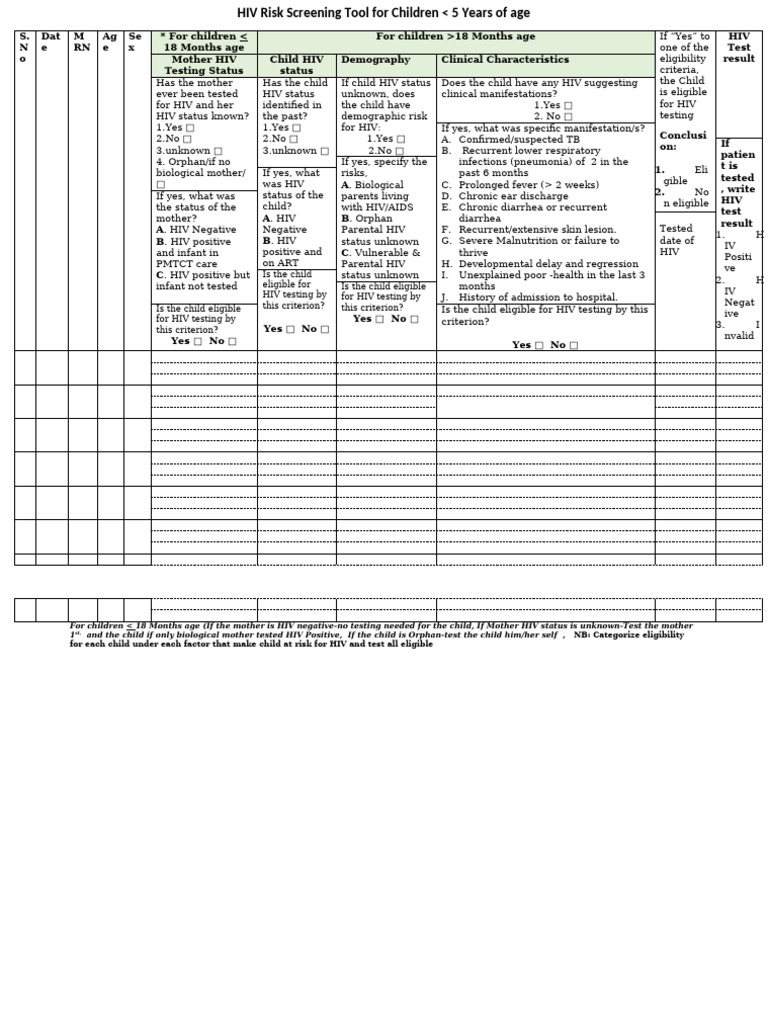 HRST for Children under 5 years age_V.1.4-1 FInal | PDF | Diagnosis Of ...