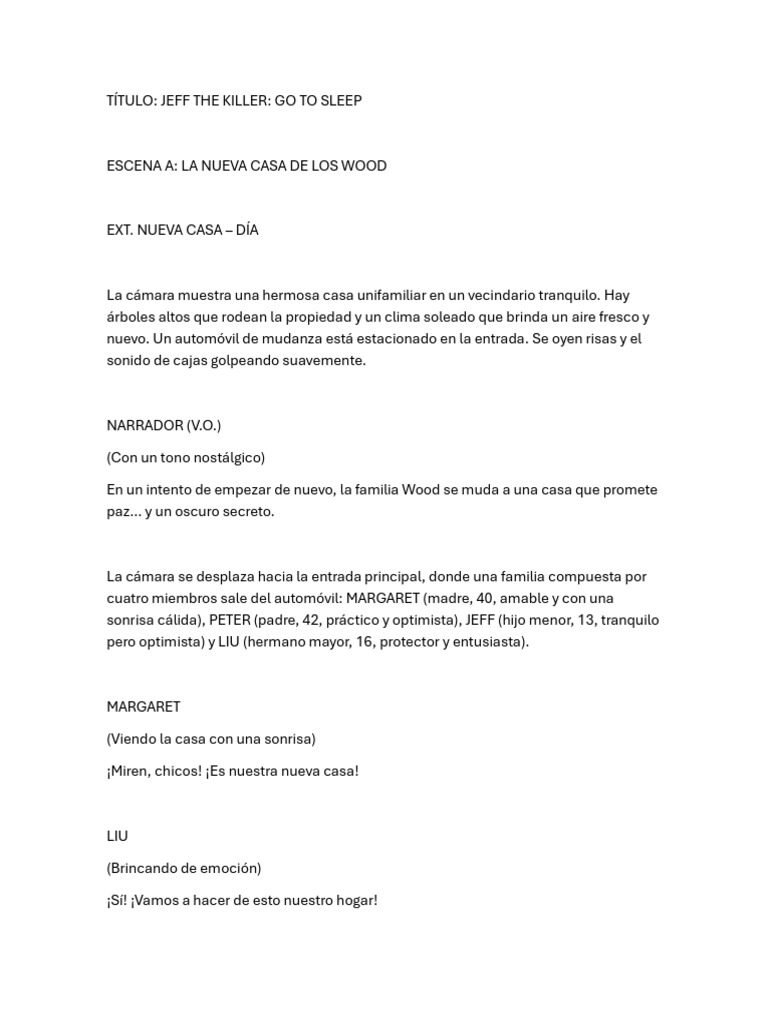 Nueva vida de Jeff en la casa Wood | PDF