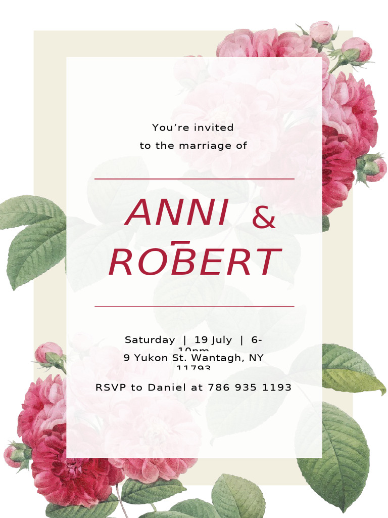 Wildflower Wedding Invitation 4x6 | PDF