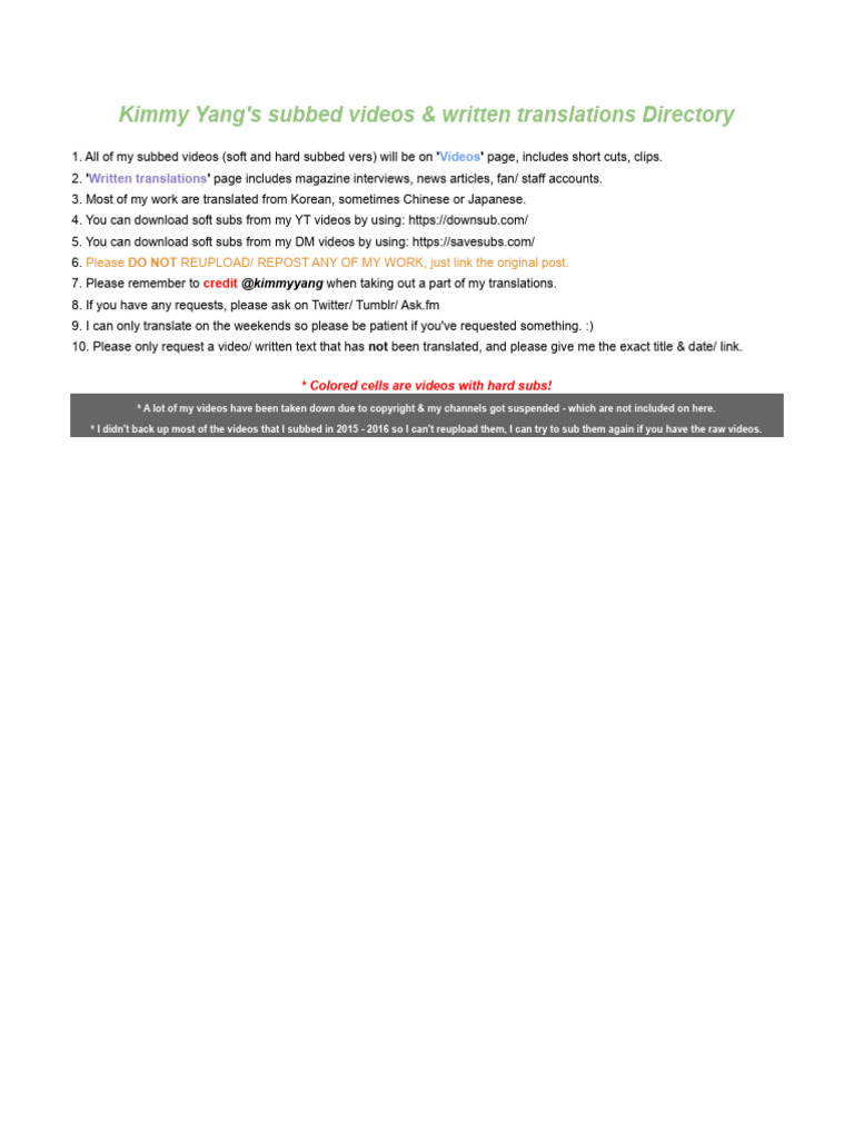 Kimmy Yang's Translations | PDF