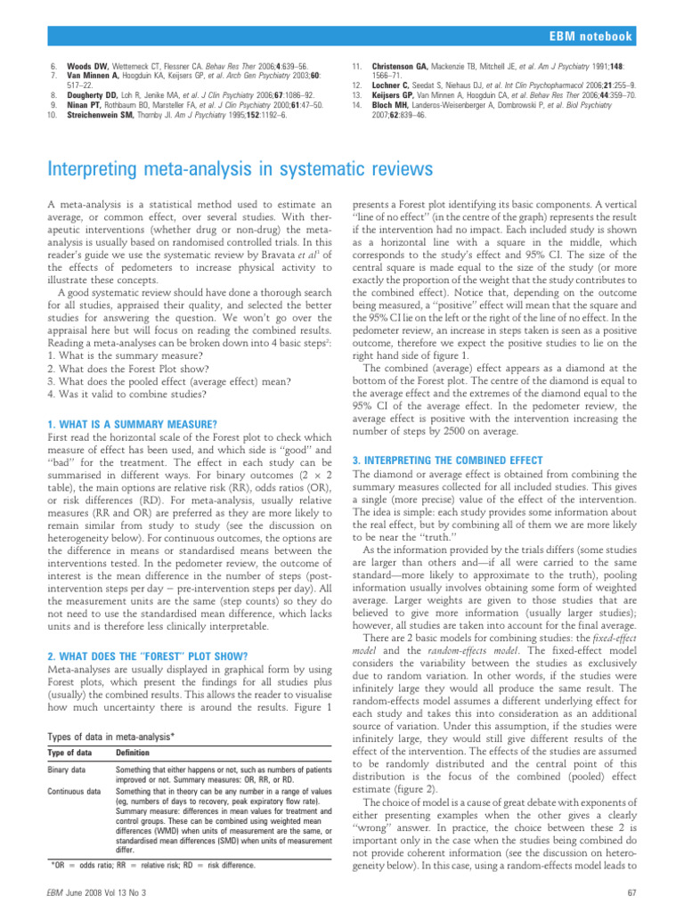 (E) a1. interpreting forest plots | PDF | Meta Analysis | Effect Size